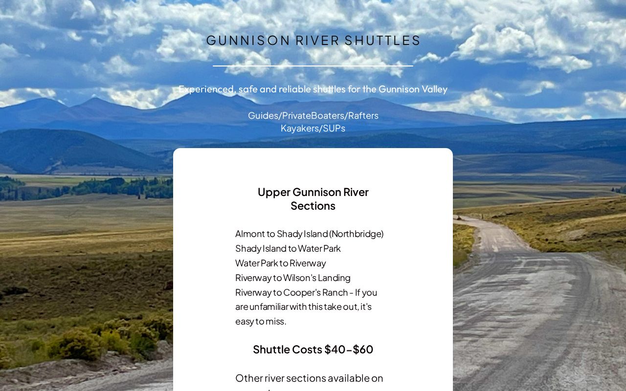 Gunnison River Shuttles | Guides, Anglers, Rafters and More